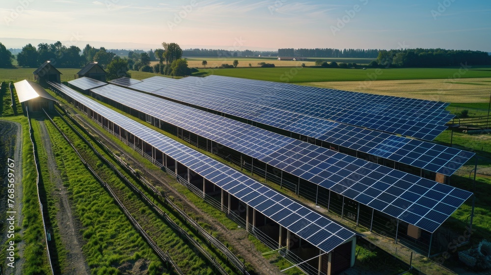 Solar Panels Installed On Agricultural Crops. Concept Of Agrovoltaic ...