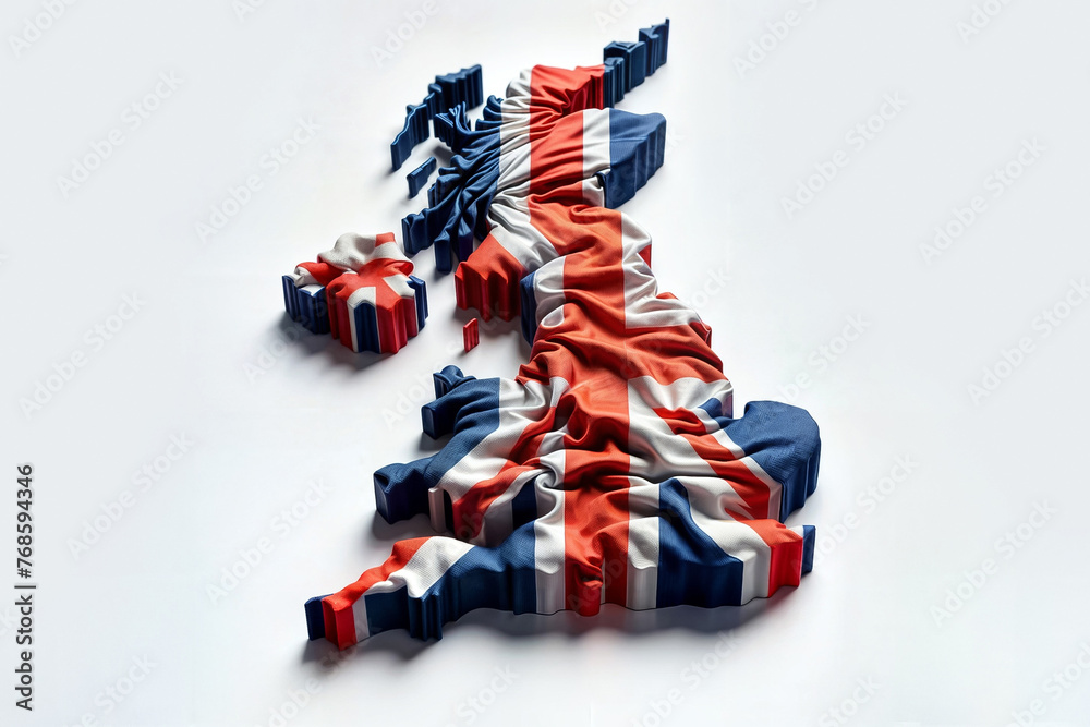 Patriotic Union Jack Map of the United Kingdom - British Flag Wrapped ...