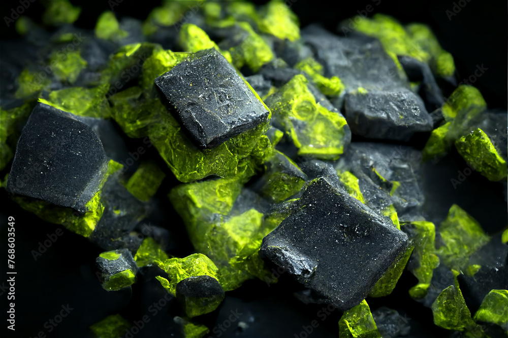 radioactive, waste, stone, green, glowing, element, uranium, ore Stock ...