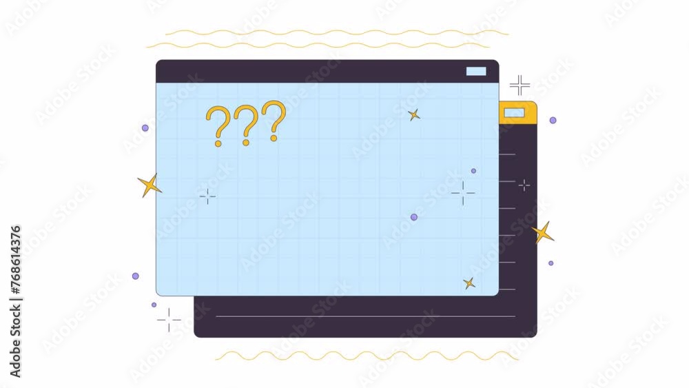 Website Windows With Question Marks Line 2d Object Animation
