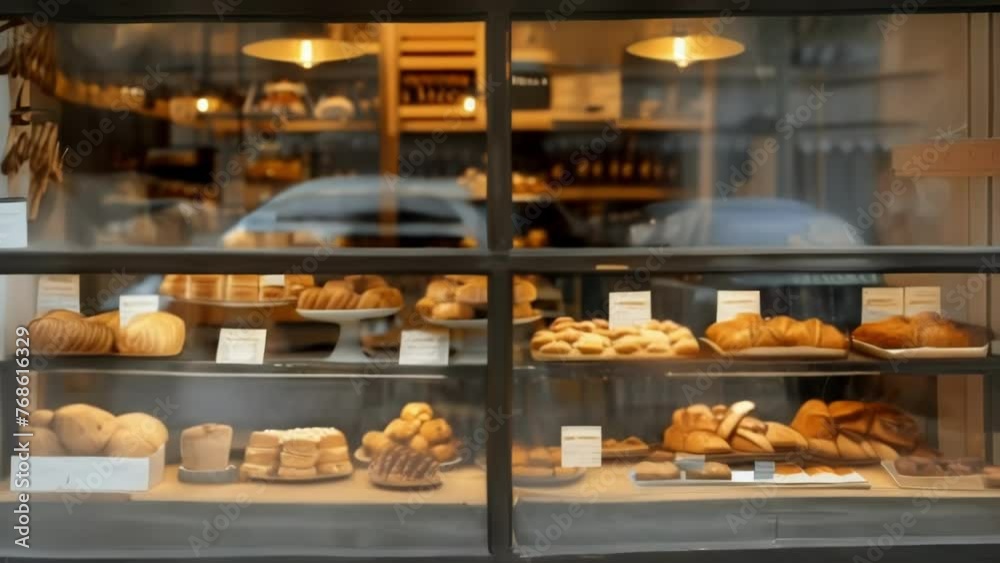 Blank mockup of a storefront window display featuring a gourmet bakery ...