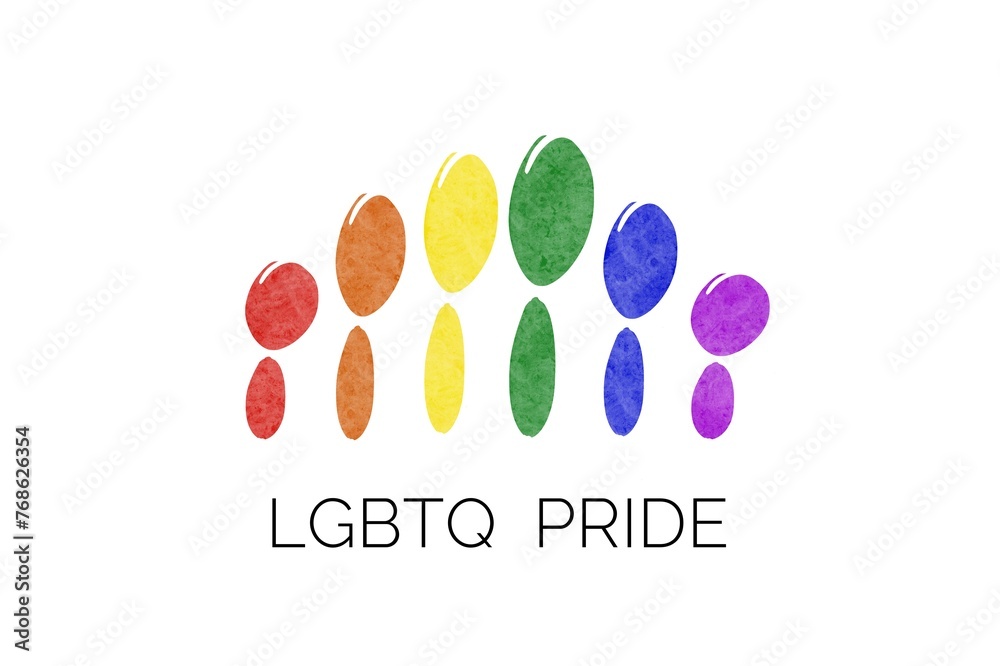Hand drawn picture of rainbow colors people. LGBTQ pride. Concept ...