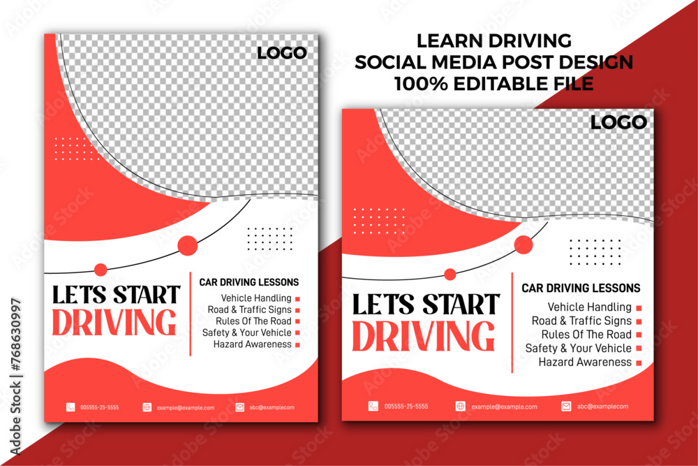 Driving school social media post template, Learn to drive, driver ...
