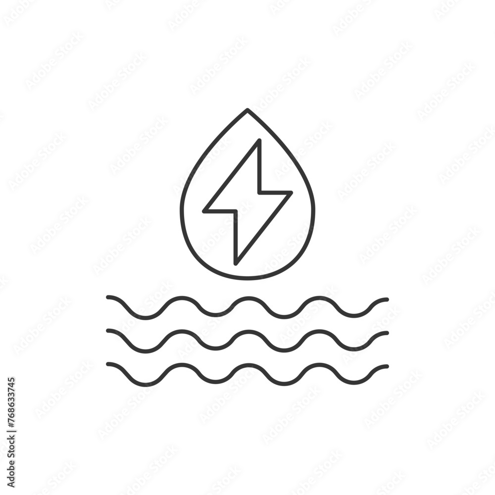Water energy linear icon, hydropower editable stroke symbol ...