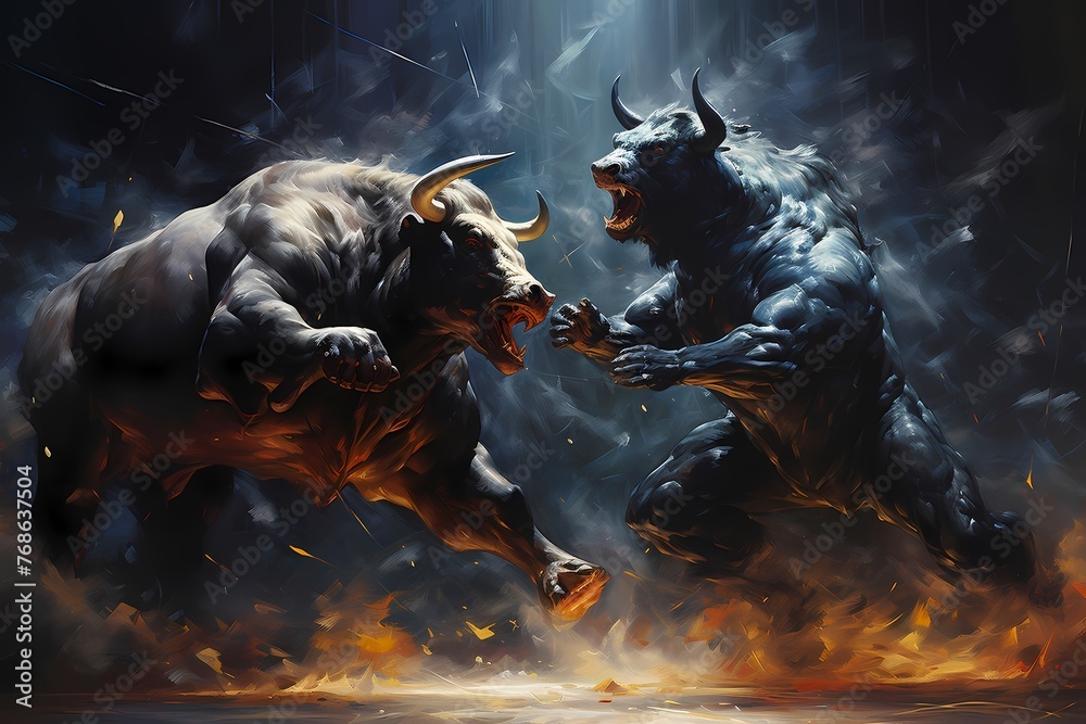 Bull and bear forces in perfect harmony on the market scale, creating a ...