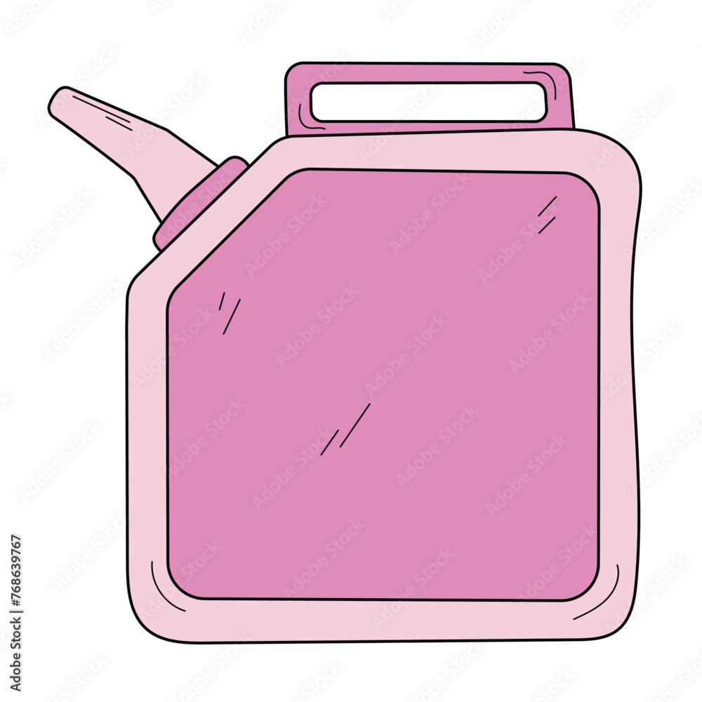 cartoon drawing of a pink gas can with a spout Stock Vector | Adobe Stock