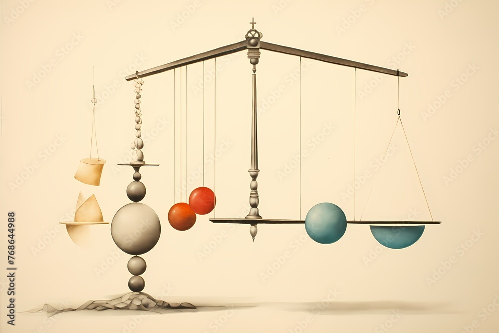 The equilibrium of financial markets visually represented as a delicate ...