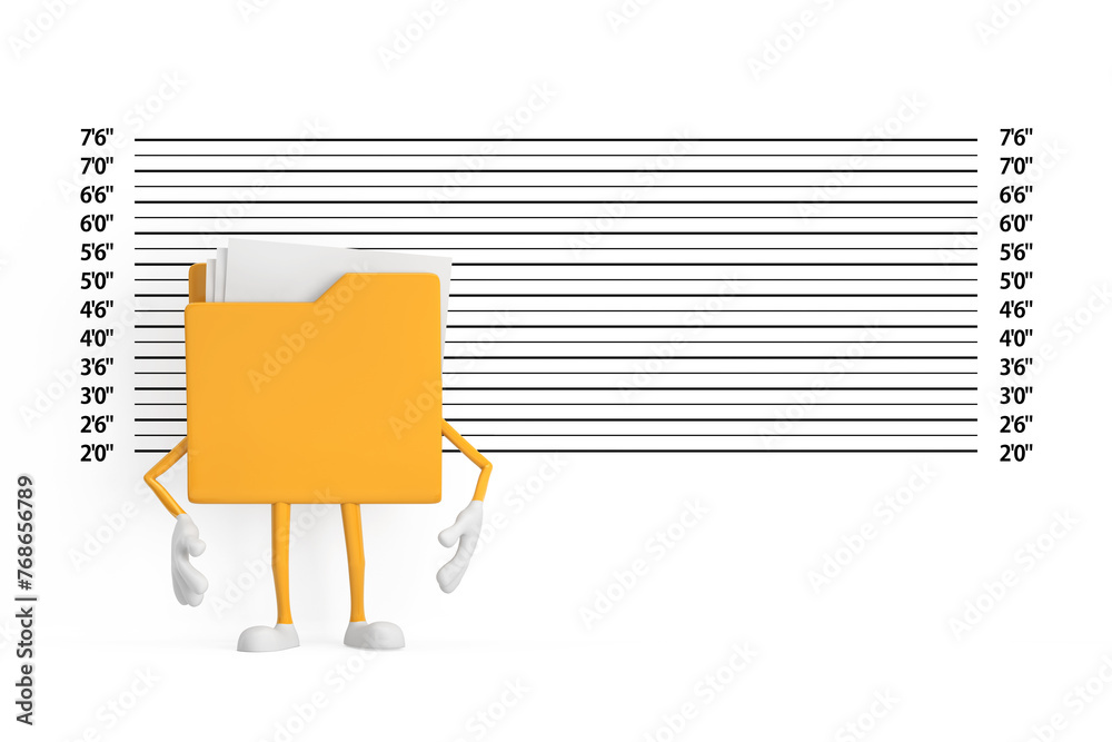 Yellow Folder Icon Cartoon Person Character Mascot in front of Police ...