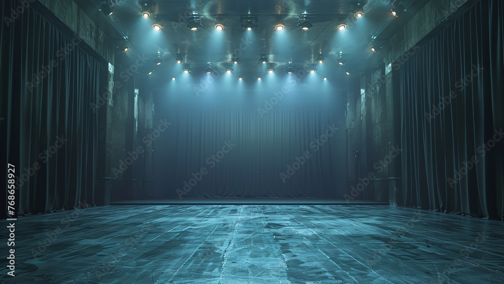 Ethereal Elegance: Empty Space Ballet Stage Illuminated by Spotlight ...