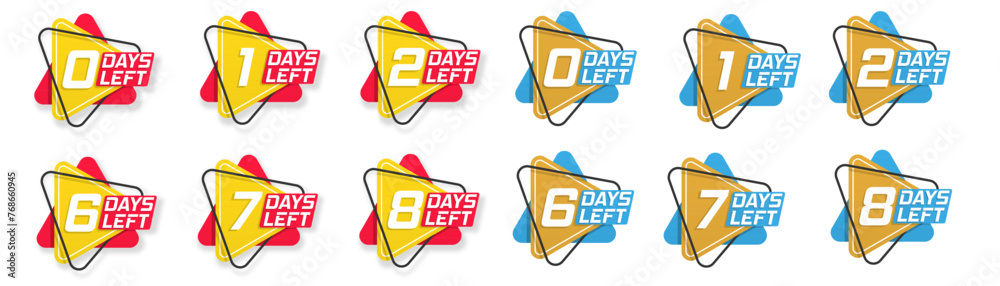 Countdown days 1,2,3,4,5,6,7,8,9,10. Days remaining icons. The ...