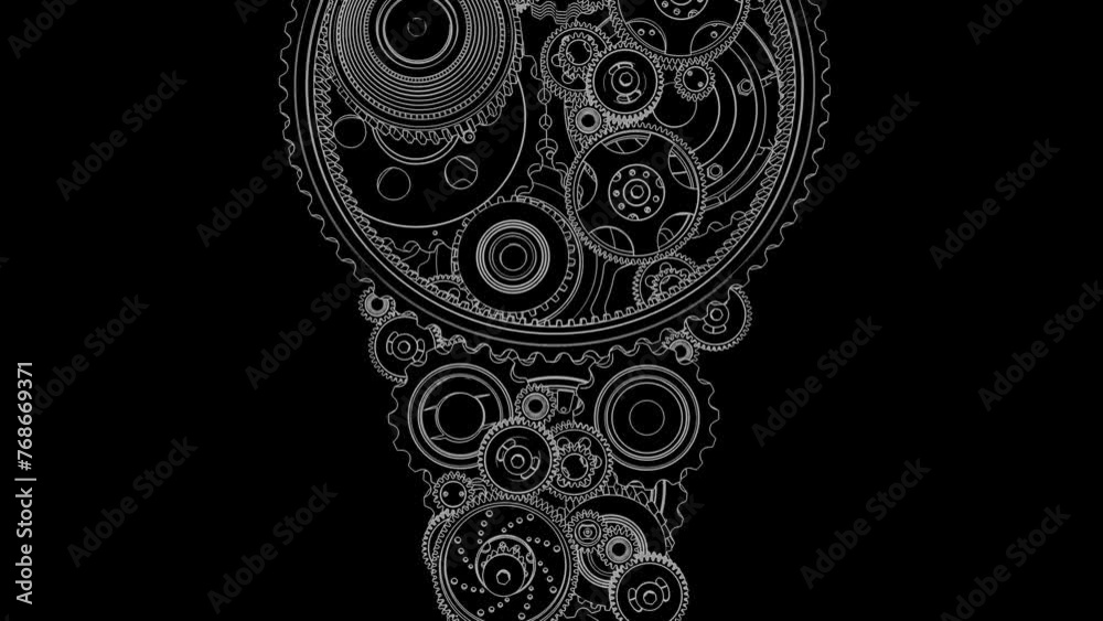 Vidéo Stock White lines on a black background illustrate gears and cogs ...