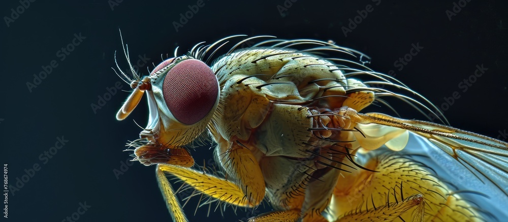 Fruit fly, Drosophila melanogaster, seen with electron microscope ...