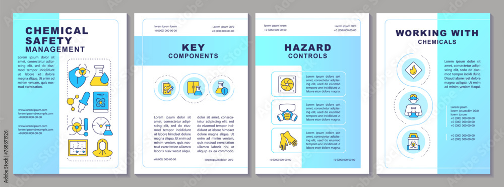 Chemical hazard assessment brochure template. Leaflet design with ...