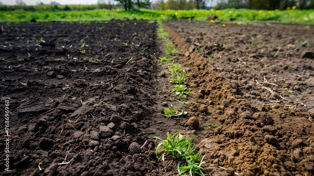 Concept of regenerative agriculture, parched earth representing ...