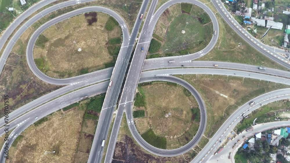 Aerial view of Road interchange,The roads and highways intersect in a ...