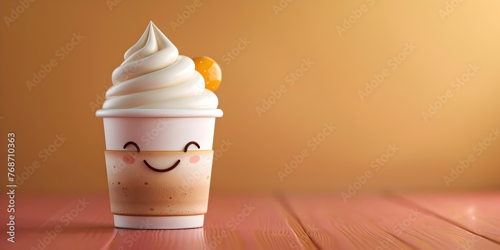 A Whimsical Whipped Cream Character Adorning a Delectable Beverage with ...