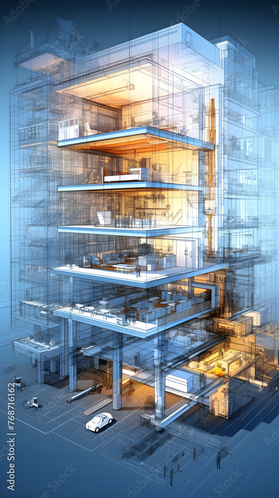 Detailed 3D Blueprint & Schematic Designs in Architectural Engineering ...