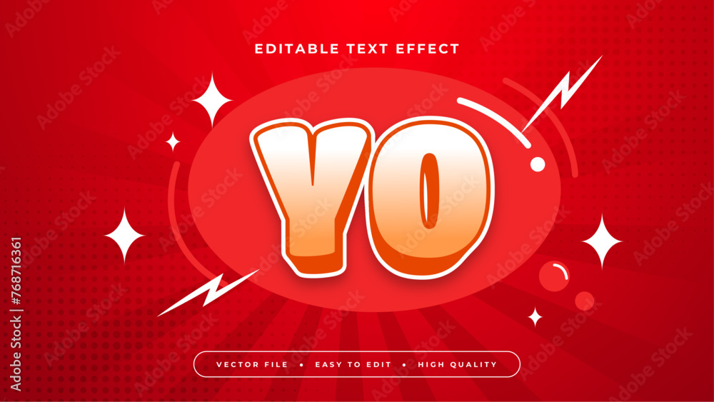 Red orange and white yo 3d editable text effect - font style Stock ...