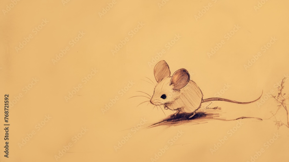 Draw a mouse on paper with a pencil sketch of a mouse Stock ...