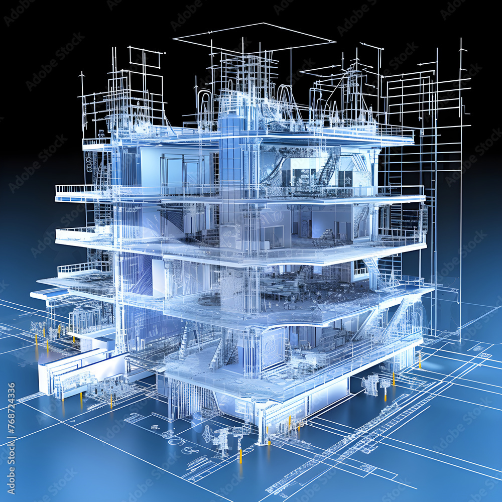 Detailed 3D Blueprint & Schematic Designs in Architectural Engineering ...