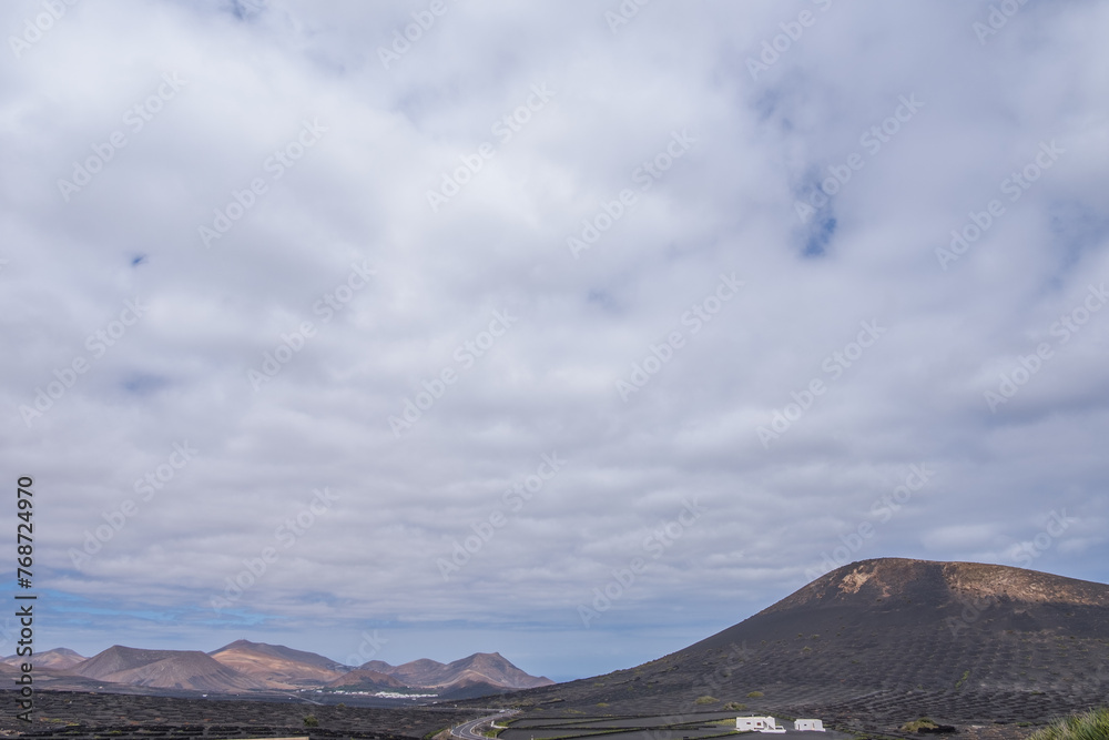 Wine-growing area of La Geria. Views of La Geria from the balcony of a ...
