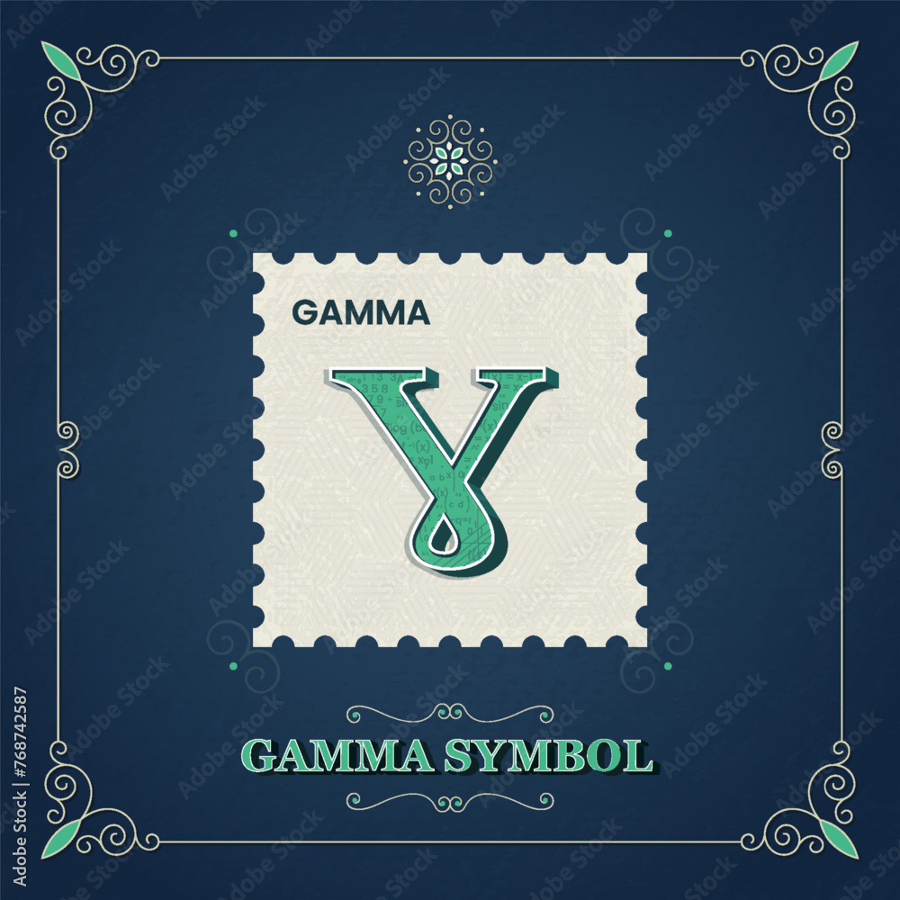 Gamma Symbol-A Mathematical Postage Stamp Style Vector Illustration ...