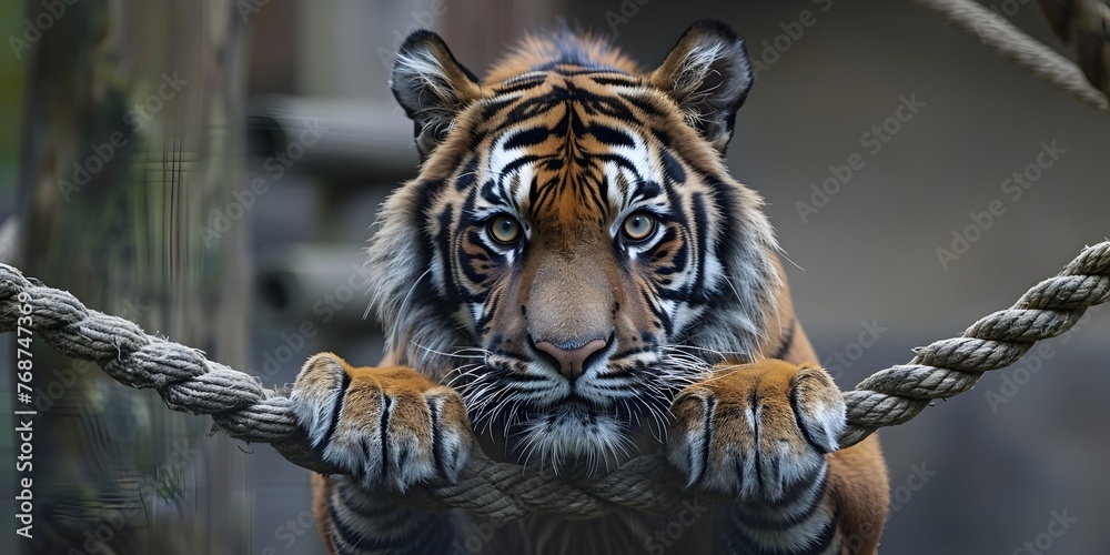 Majestic Tiger Displaying Stealth and Patience in Jungle Gym Training ...