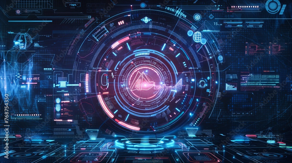 A circle-themed abstract digital technology UI, UX, futuristic HUD, FUI ...