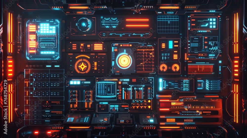 A collection of HUD frames, encapsulating futuristic modern user ...
