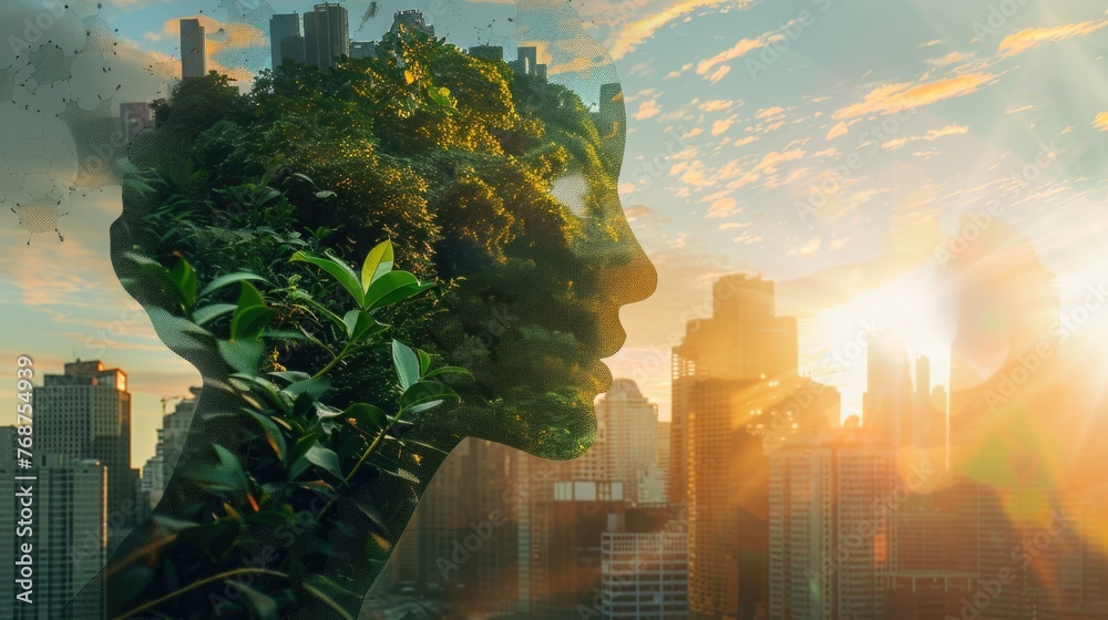 Sustainable environment concept. The image depicts human thinking ...