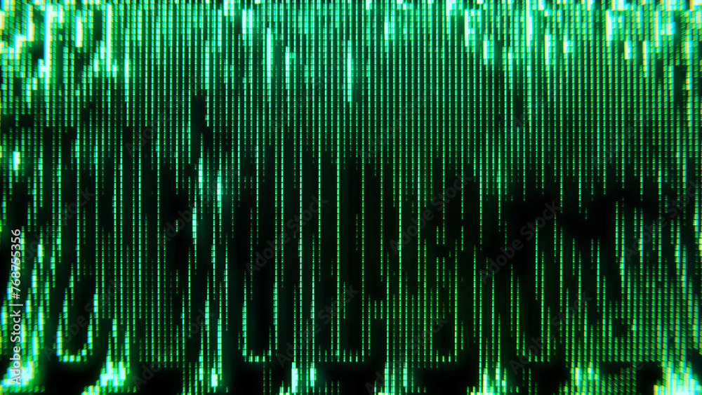Abstract retro tech background. Green monochrome CRT monitor display ...