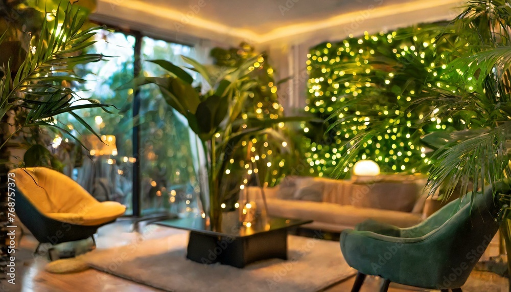 living room with a plant room Eco-friendly home interior design with ...