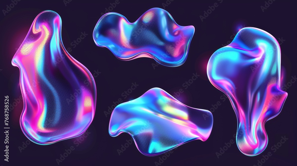 A modern element of holographic liquid for futuristic y2k design in 3d ...