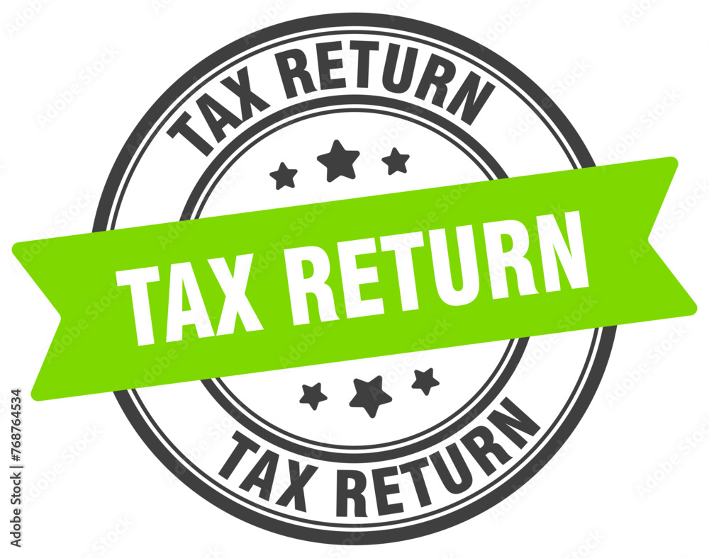 tax return stamp. tax return label on transparent background. round ...