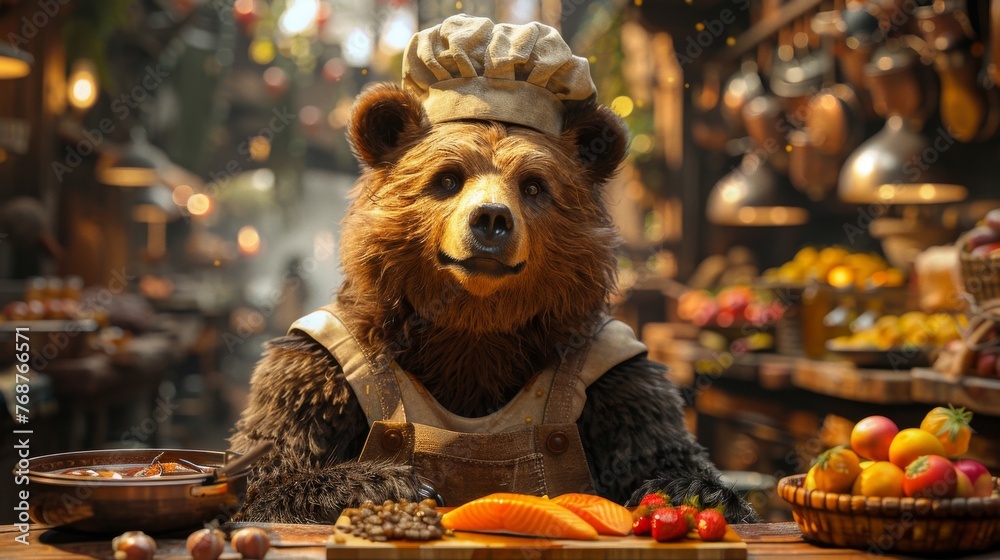 Bear as a Chef: Given bears' well-known love for food, bear chef in a ...