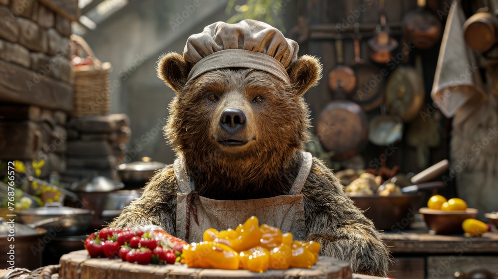 Bear as a Chef: Given bears' well-known love for food, bear chef in a ...