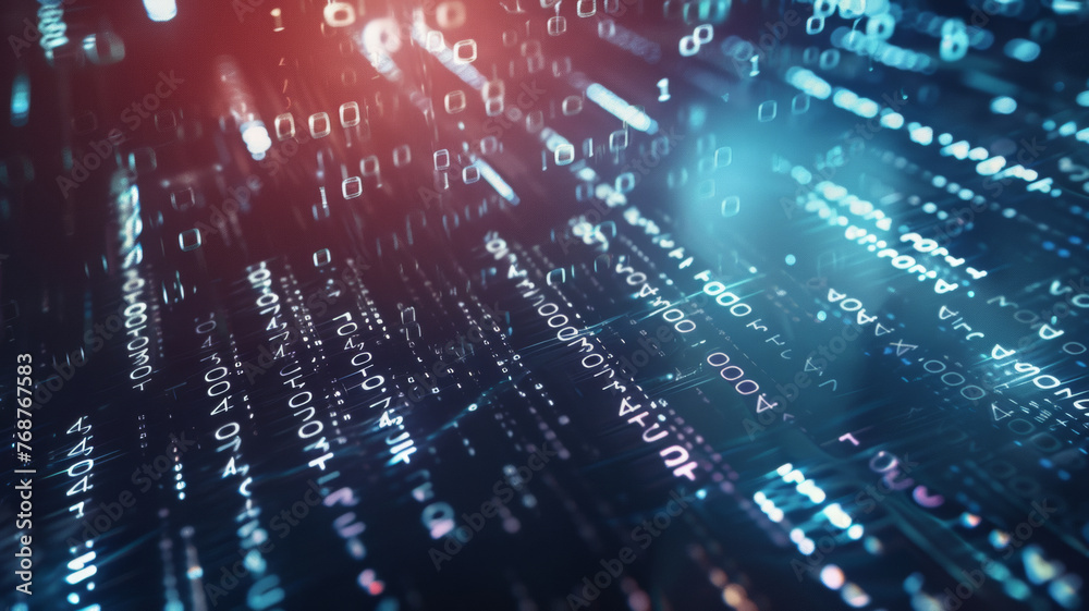 Digital rain of 1s and 0s, depicting a vibrant matrix of data. Stock Photo | Adobe Stock