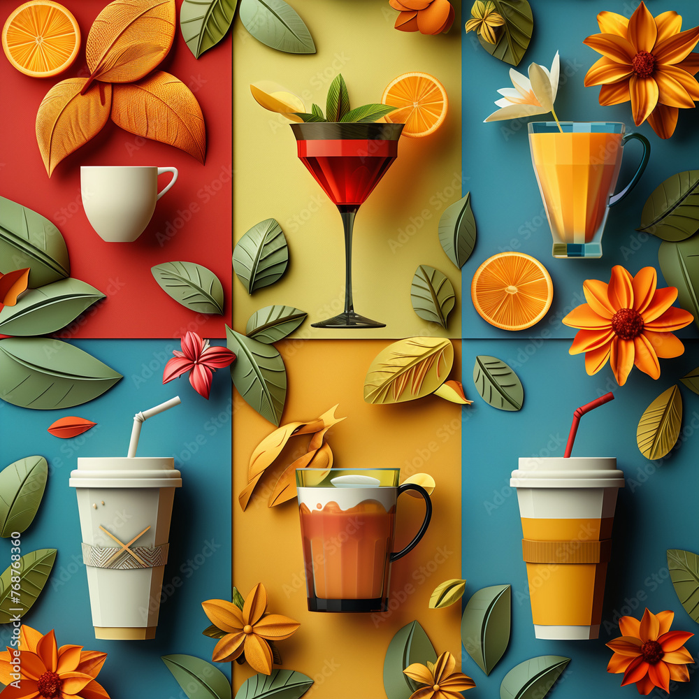 variety of boba tea with cute faces, in different styles and shapes ...