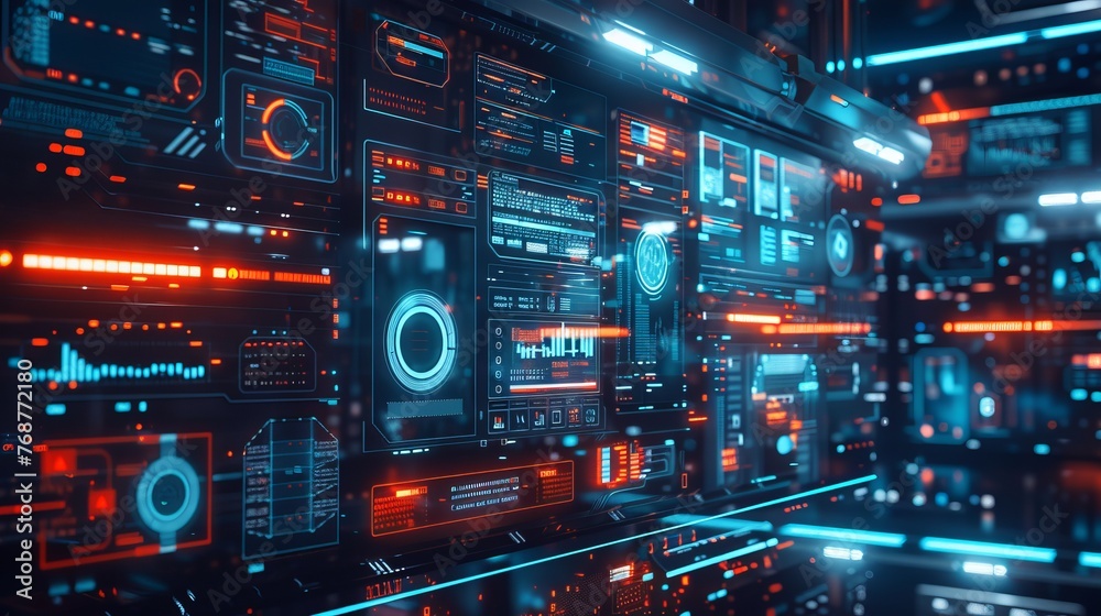 An abstract representation of digital technology within a UI, UX ...