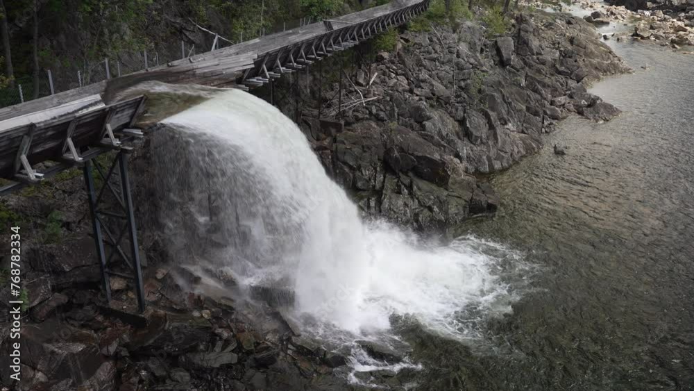 log flume of the historic restored wooden raft channel or timber slide ...