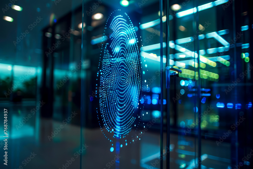 Glass Door Access Control: Fingerprint Entry for Office Security Stock ...