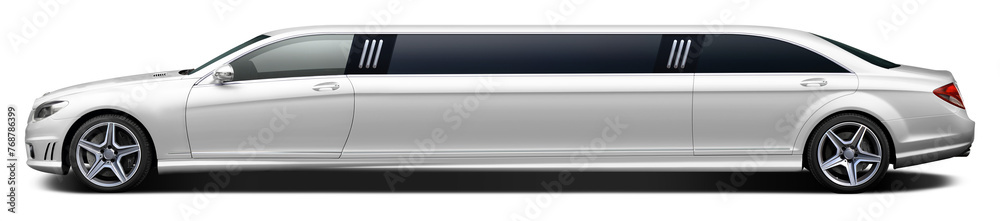 Modern white limousine on a transparent background in png format. Stock ...