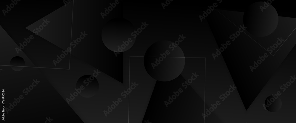 Black abstract banner with shapes. For business banner, formal backdrop ...