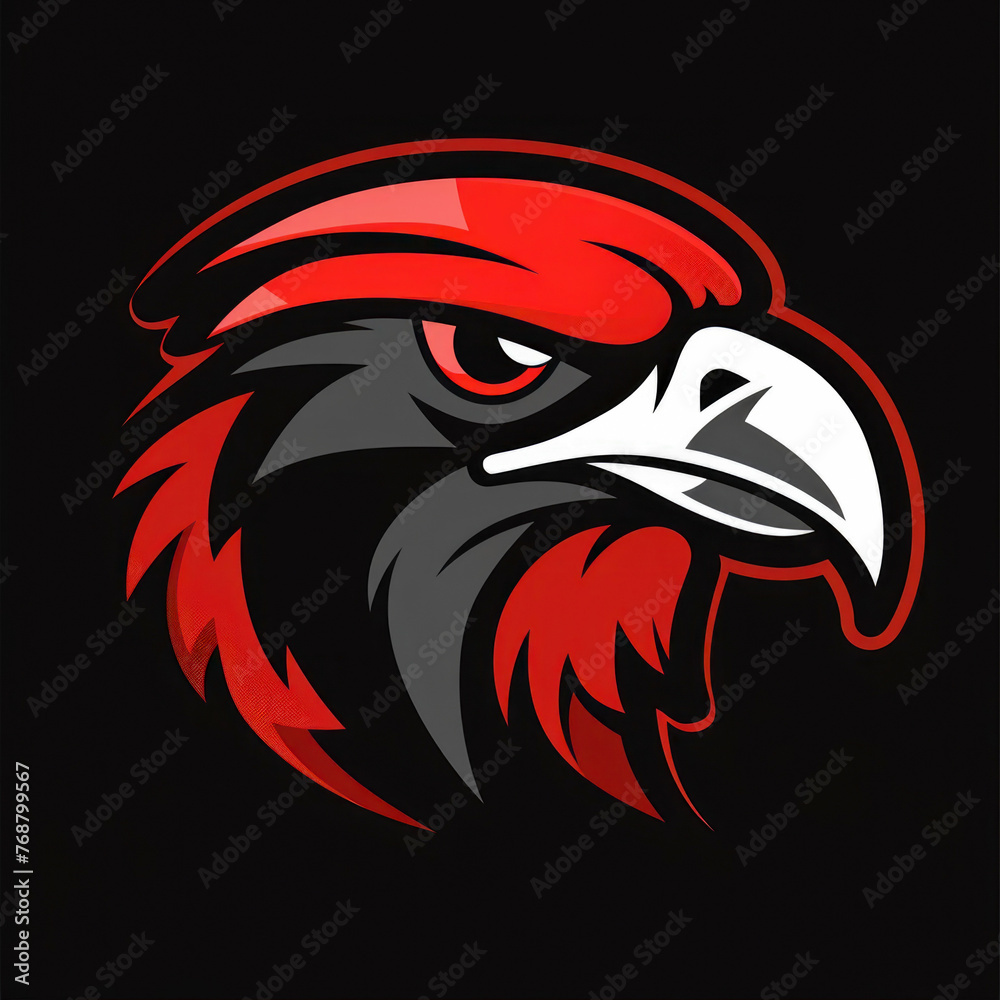 An impressive red hawk bird illustration serving as the centerpiece of ...