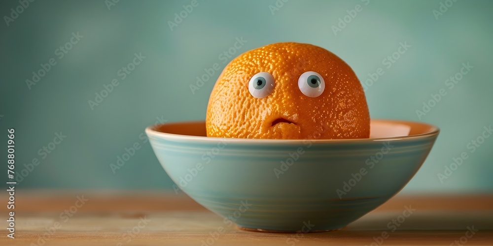 depicts a confused and puzzled orange character adrift in a colorful ...