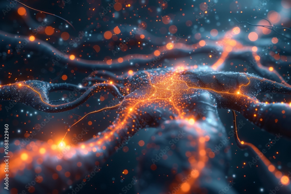 Dynamic Blood Vessel System with Glowing Signals in High-Resolution ...