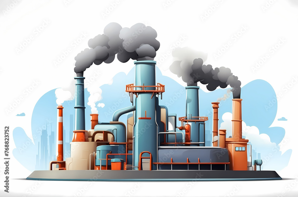Isometric factory stations and plants for energy generation. Different ...