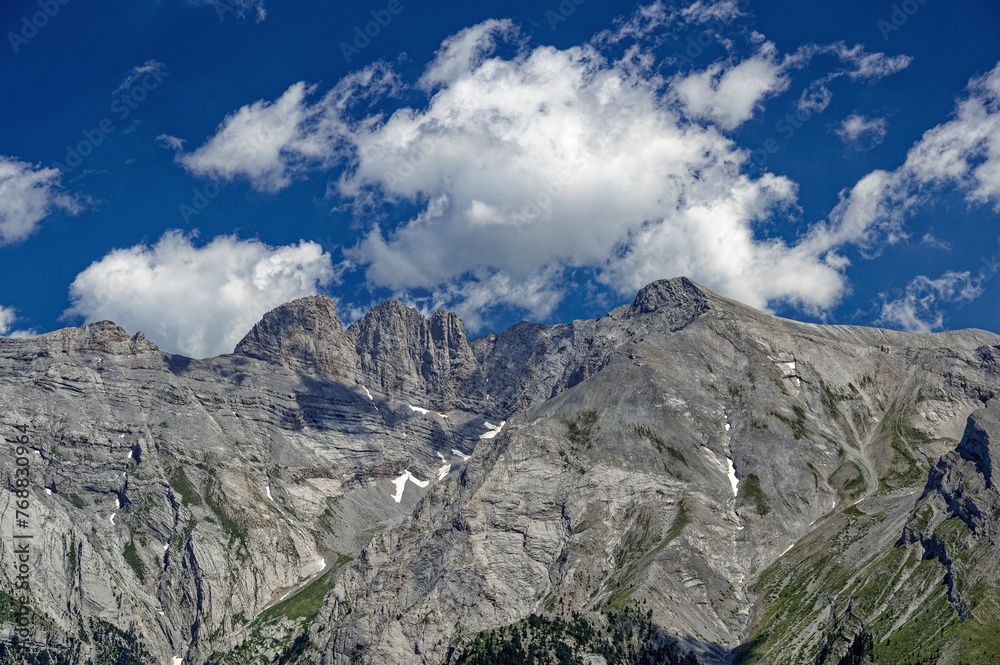 Distant view of the main peaks of Mount Olympus, the highest mountain ...