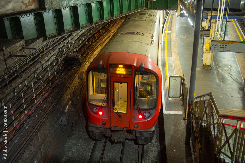 Subway Train Circle Line at Edgware Road in city of Westminster in ...