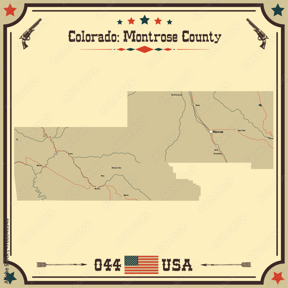 Large and accurate map of Montrose County, Colorado, USA with vintage ...